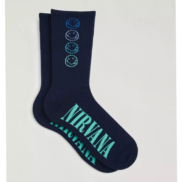 Urban Outfitters | Underwear & Socks | Uo Nirvana Stacked Logo Crew Sock | Poshmark